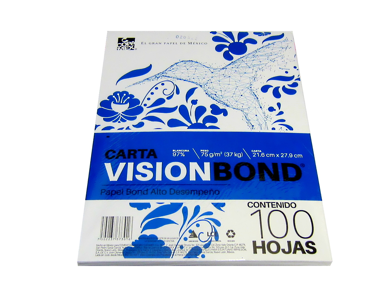 PAPEL VISION BOND 37K. BLANCO T/ CARTA PAQ C/100 ESCOLAR - Proveedora ...